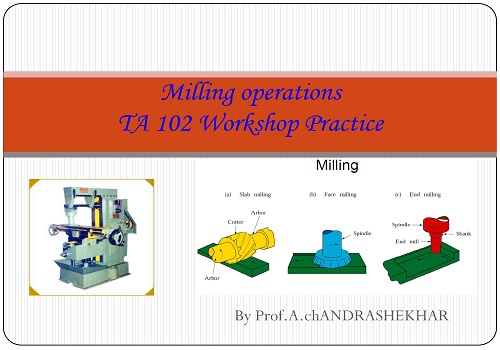 محاضرة بعنوان Milling Operations - TA 102 Workshop Practice - عالم الكتب